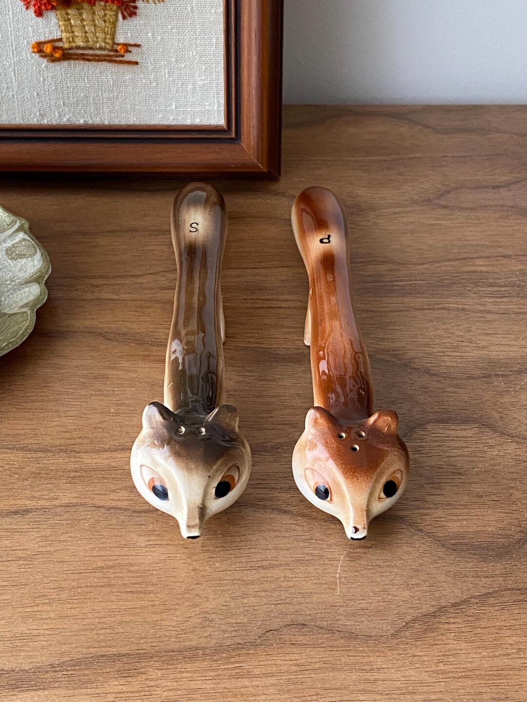 Vintage Japan Fox Salt and Pepper Shakers – Long Handle Woodland Animal ...
