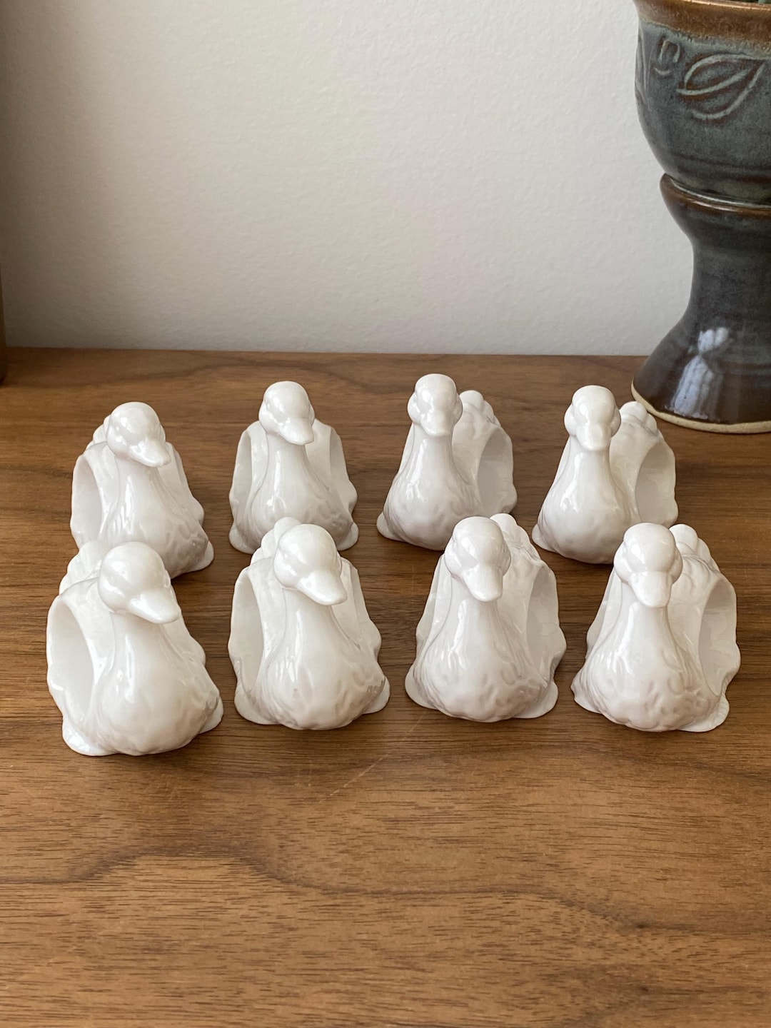 Vintage Abbott White Duck Napkin Rings Set of 8 Ceramic Holders - Etsy
