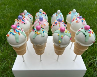 Mini Cakes and Cake Pop Ice Cream Cone Party Package, Cake Pops With ...