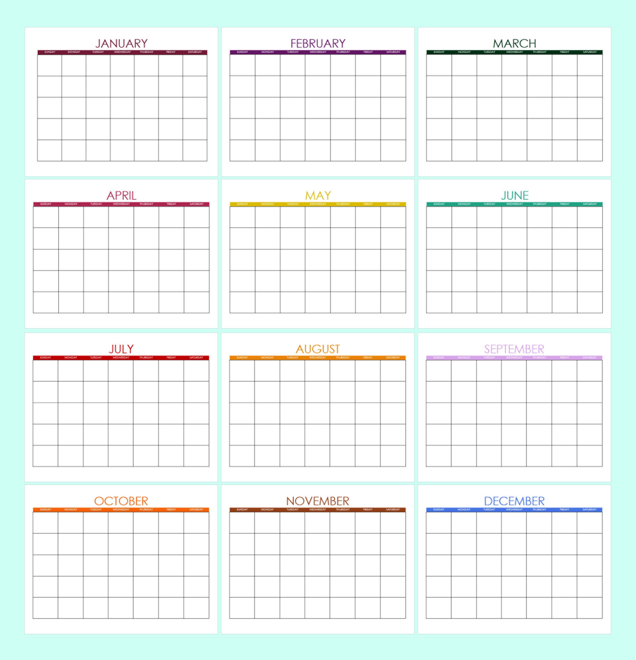 Monthly Blank Calendar Printable | 11 X 8.5 Inches | Digital PDF ...