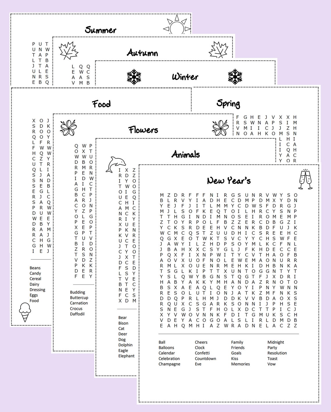 25 Page Word Search Printable | 11 X 8.5 Inches | Digital PDF ...