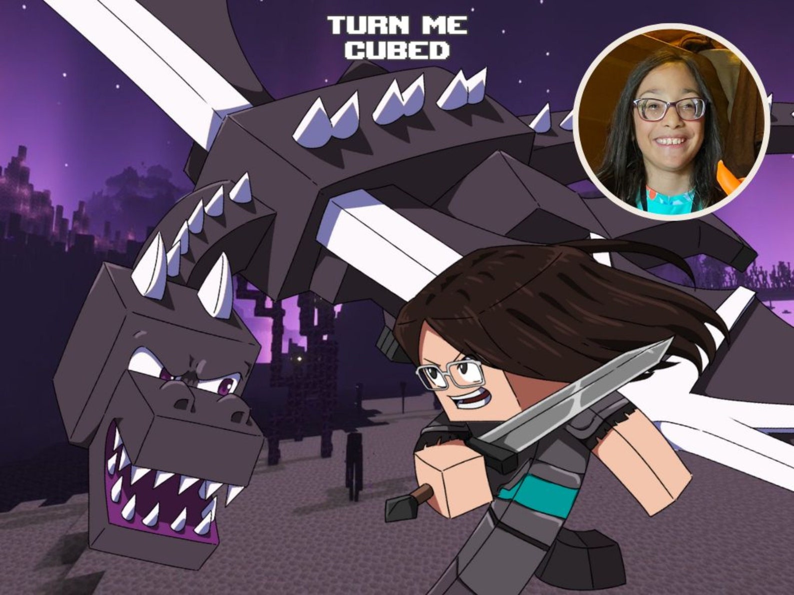 Custom Minecraft Portrait Cartoon Child Art Poster Video Game Themed ...