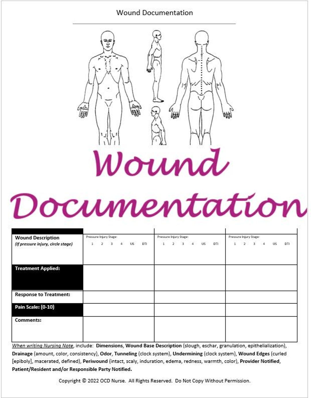 Wound Documentation - Etsy
