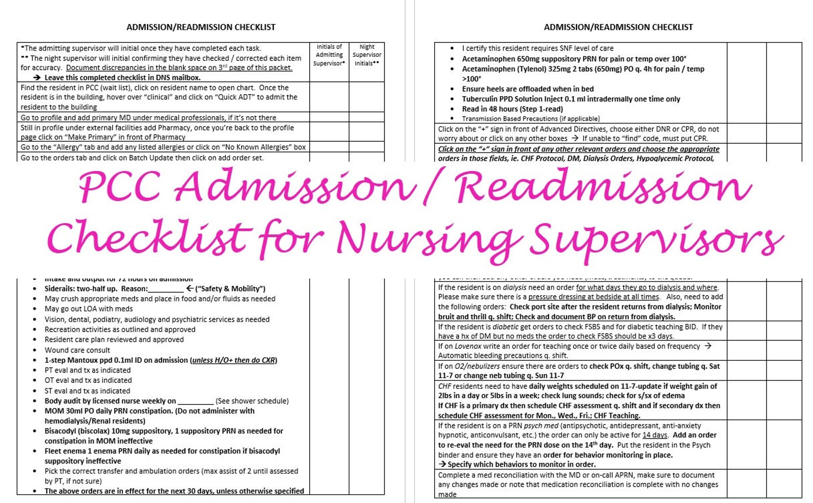 PCC Admission / Readmission Checklist for Supervisors - Etsy