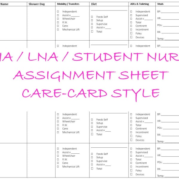 Cna Assignment - Etsy