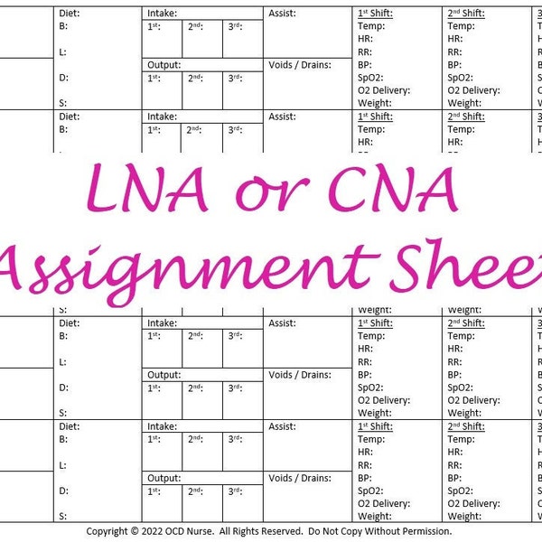 Cna Report Sheet - Etsy