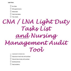 CNA or LNA Task List and Audit Sheet - Etsy