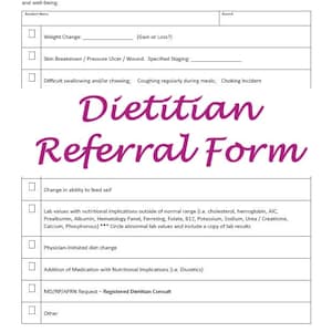 Dietitian Referral Form - Etsy