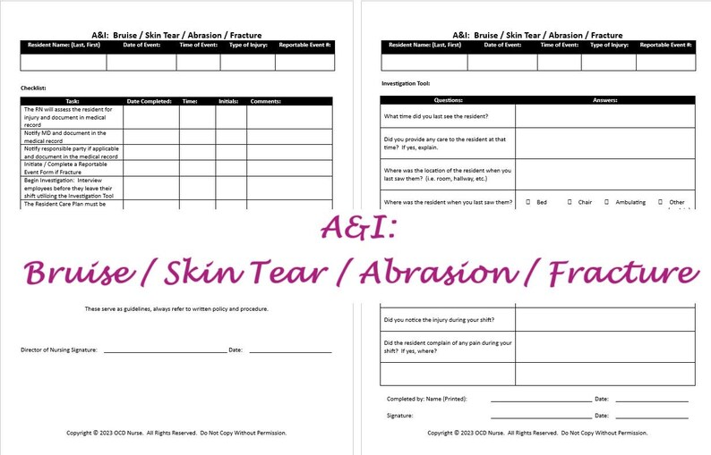 A&I: Bruise / Skin Tear / Abrasion / Fracture - Etsy