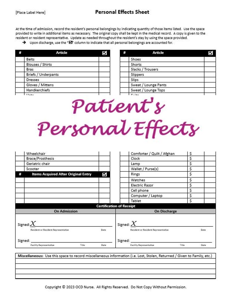 Patient's Personal Effects - Etsy