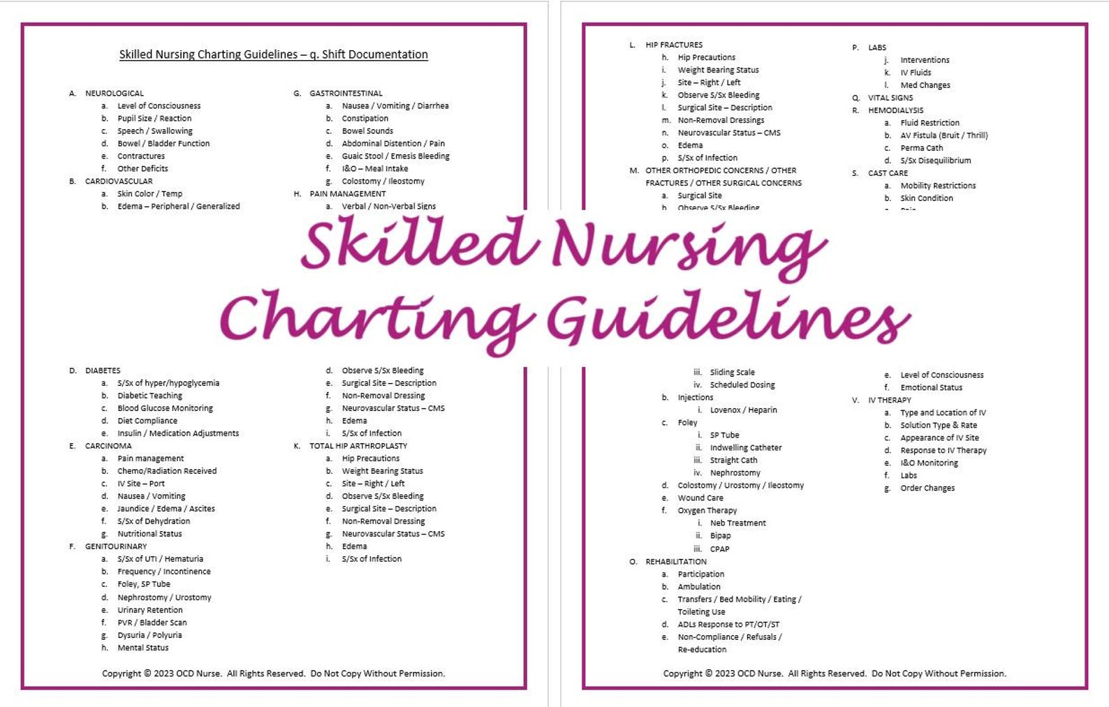 Skilled Nursing Charting Guidelines - Etsy UK