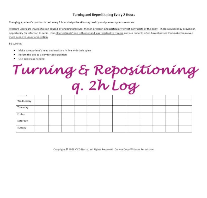 Turn and Reposition Every 2 Hours - Etsy