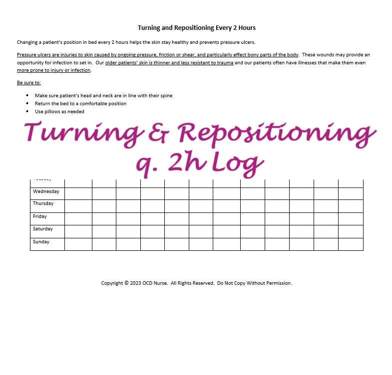 Turn and Reposition Every 2 Hours - Etsy