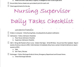 Nursing Home Supervisor Checklist - Etsy