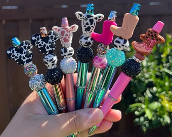 Cowboy Beaded, Pen, Pen With Beads, Silicone Beaded Pens, Western Pen ...