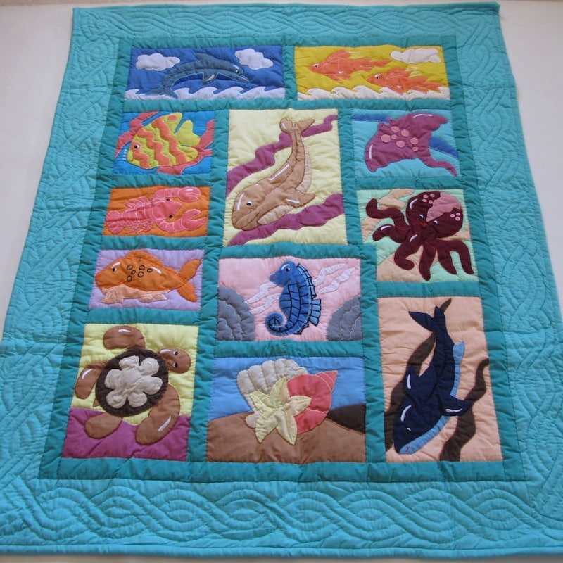 Sea Life Baby Quilt - Etsy