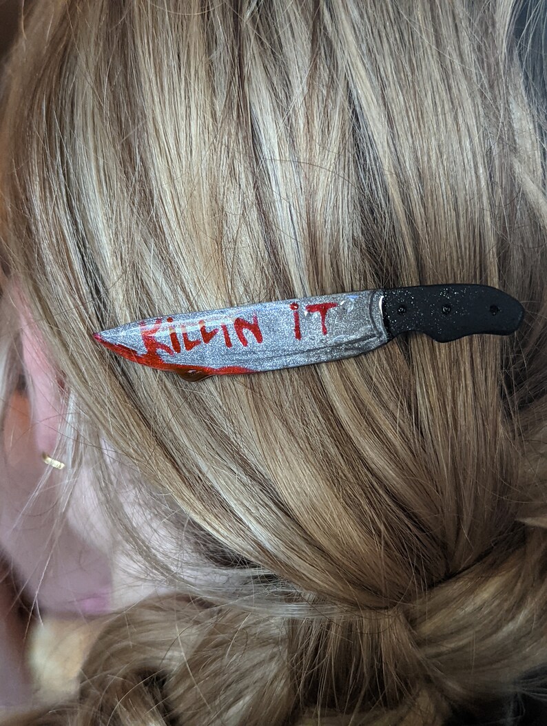 Halloween Knife Barrette Clip: Handmade Horror Hair Accessory - Etsy