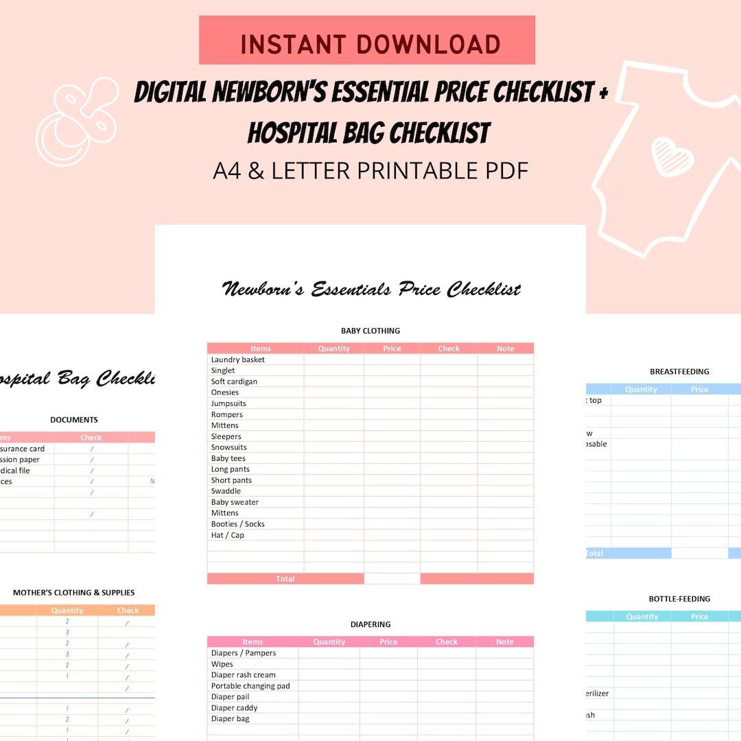 Newborn Baby's Essentials Price Checklist, Hospital Bag Checklist ...