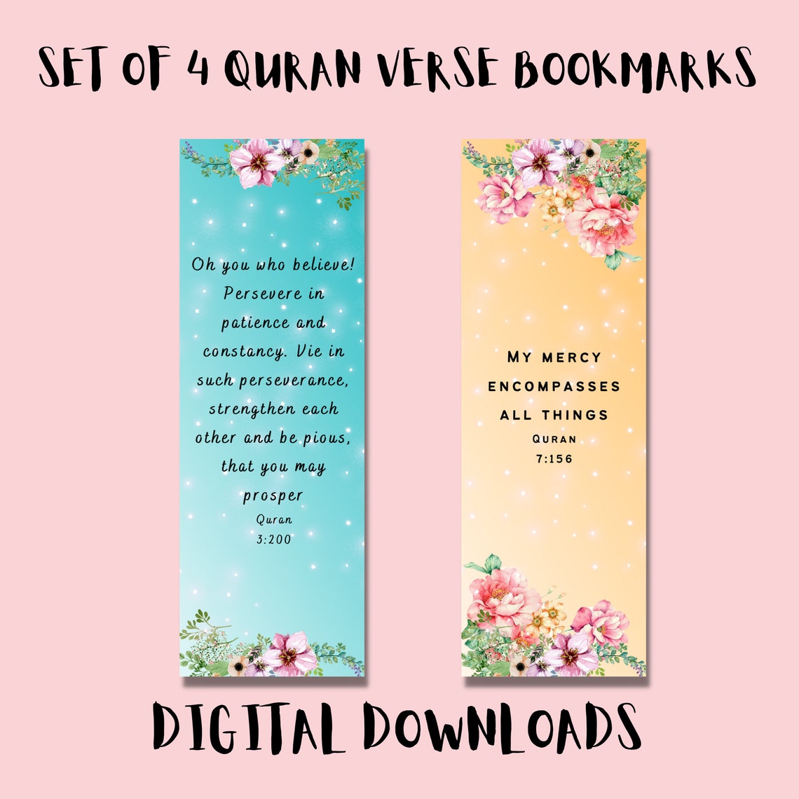 Printable Quranic Verse Bookmarks, Inspirational Quotes of Faith and ...