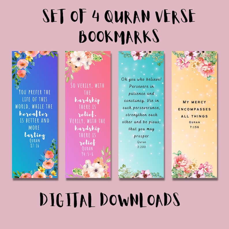 Printable Quranic Verse Bookmarks, Inspirational Quotes of Faith and ...