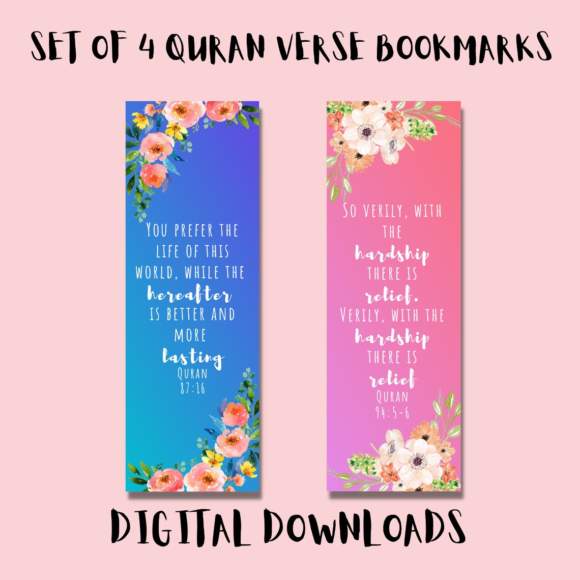 Printable Quranic Verse Bookmarks, Inspirational Quotes of Faith and ...