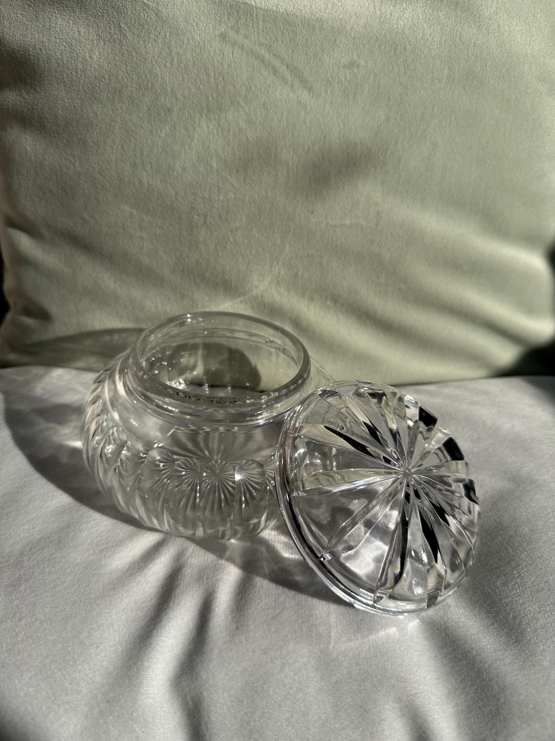 Beautiful Vintage Glass Jar, Storage Box, Art Deco Trinket Box ...
