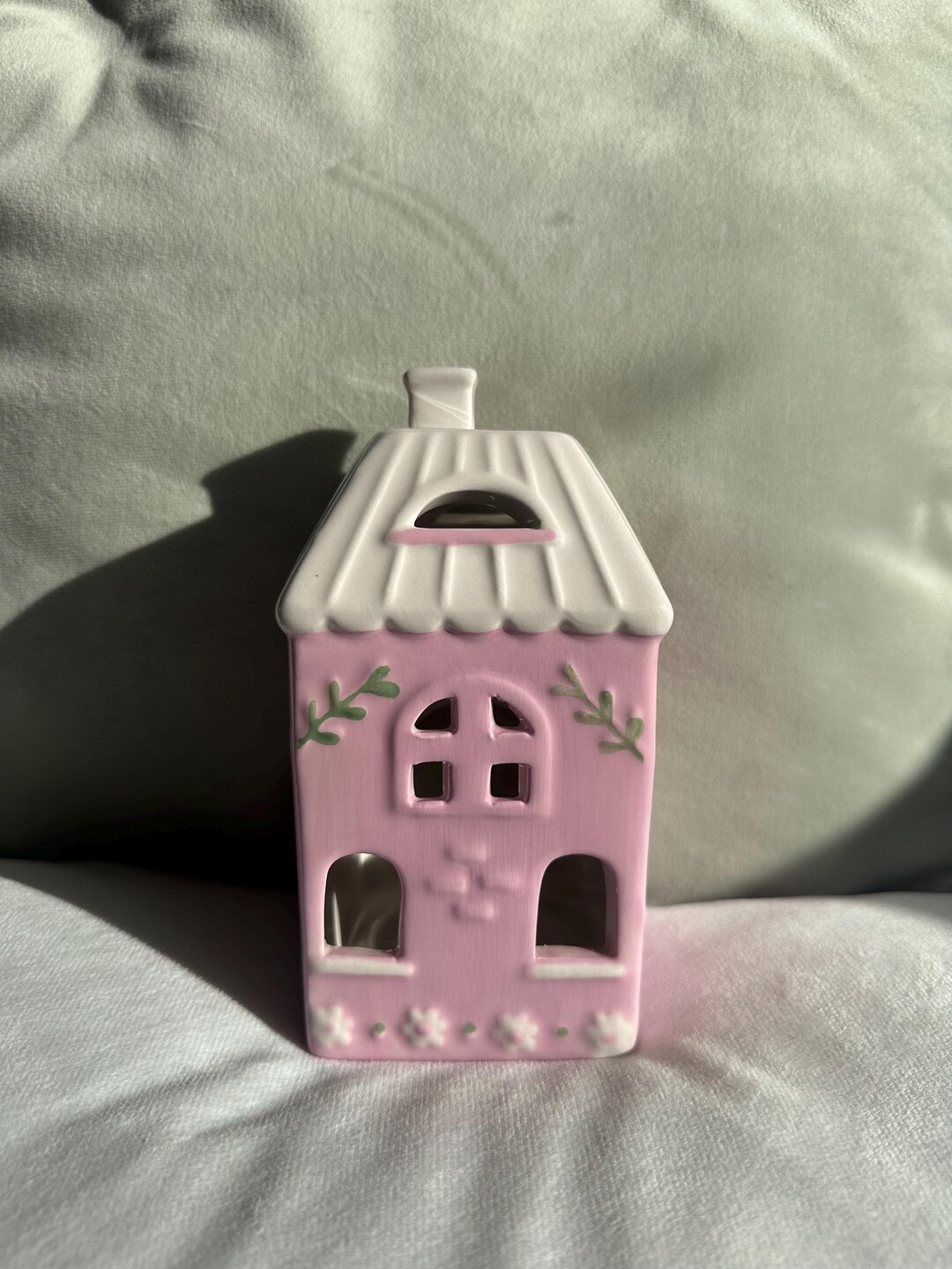 Beautiful Vintage Pink Cottagecore Candle Holder, Floral Handpainted ...