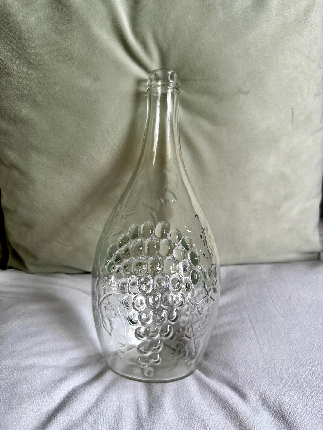 Beautiful Vintage Grape Impression Glass Bottle, Wine Bottle ...