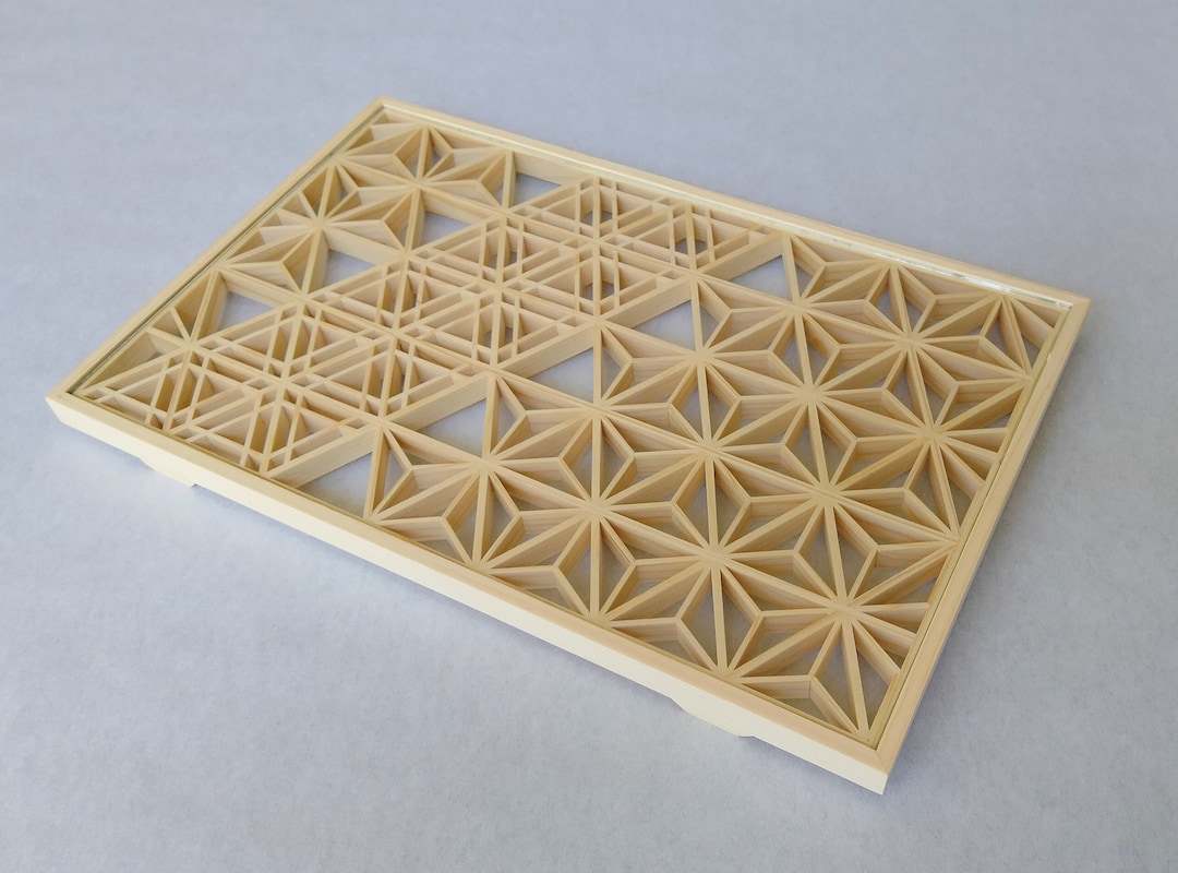 Kumiko Plate With Glass (large) / Handmade Japanese Wood Plate - Etsy