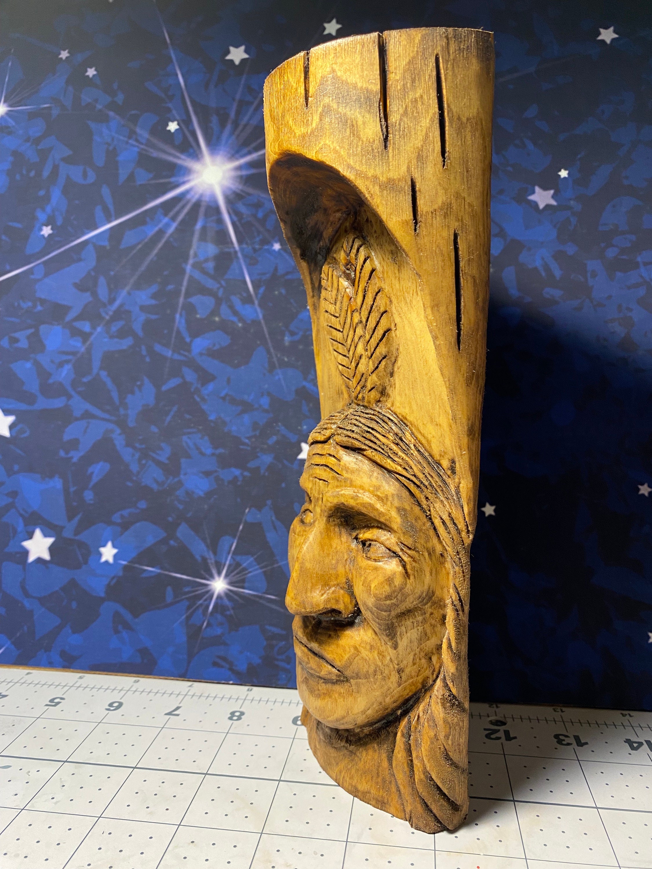 Native American Wooden Indian Carving - Etsy