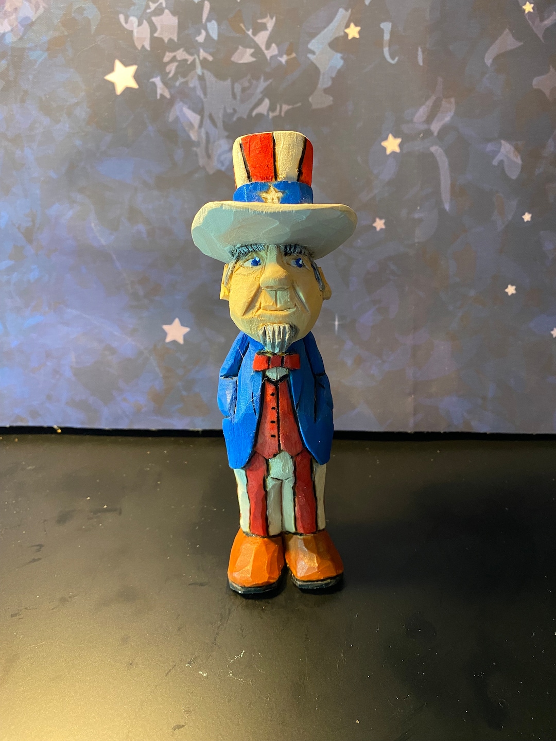 Uncle Sam Wood Carving Figurine - Etsy