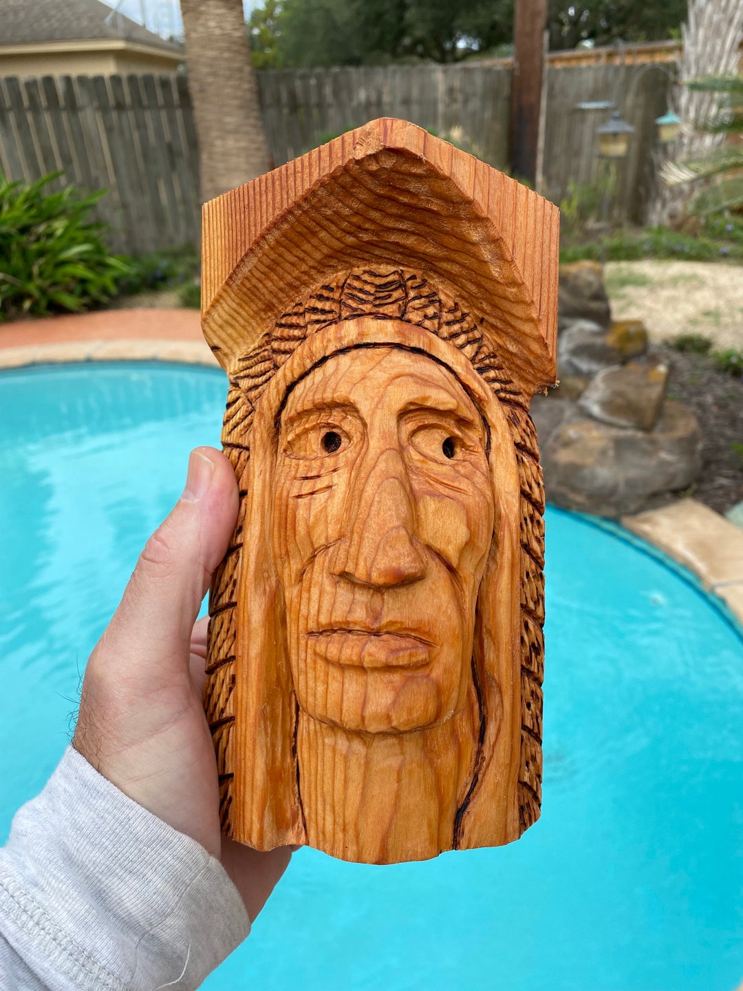 Native American Wooden Indian Carving - Etsy