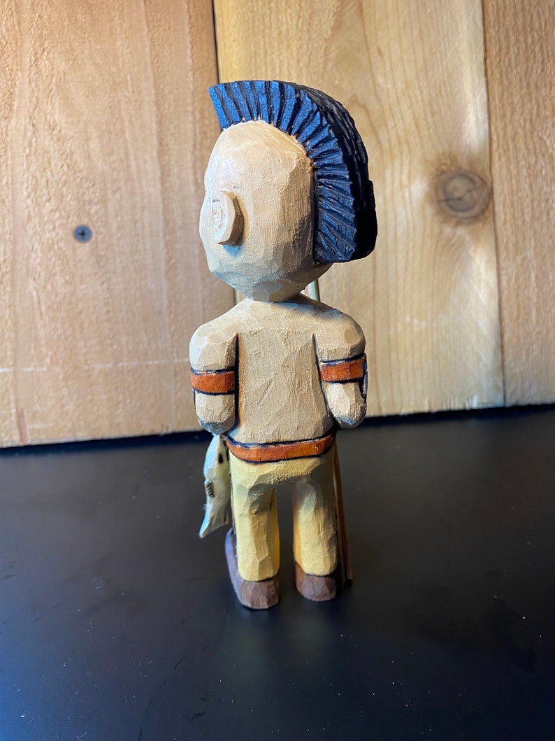 Native American Indian Fishing Wood Carving Hand Carved Home Decor ...