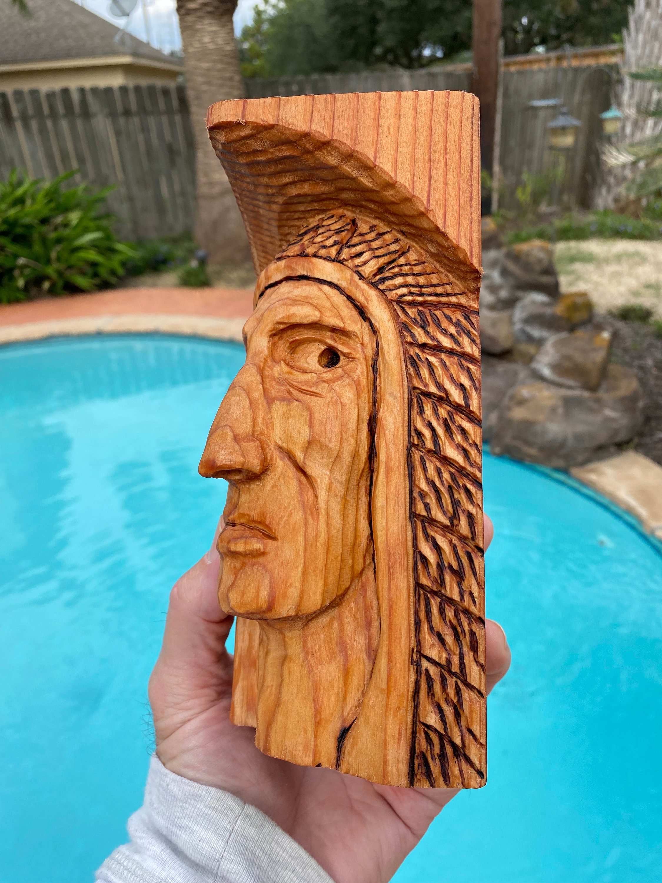 Native American Wooden Indian Carving - Etsy