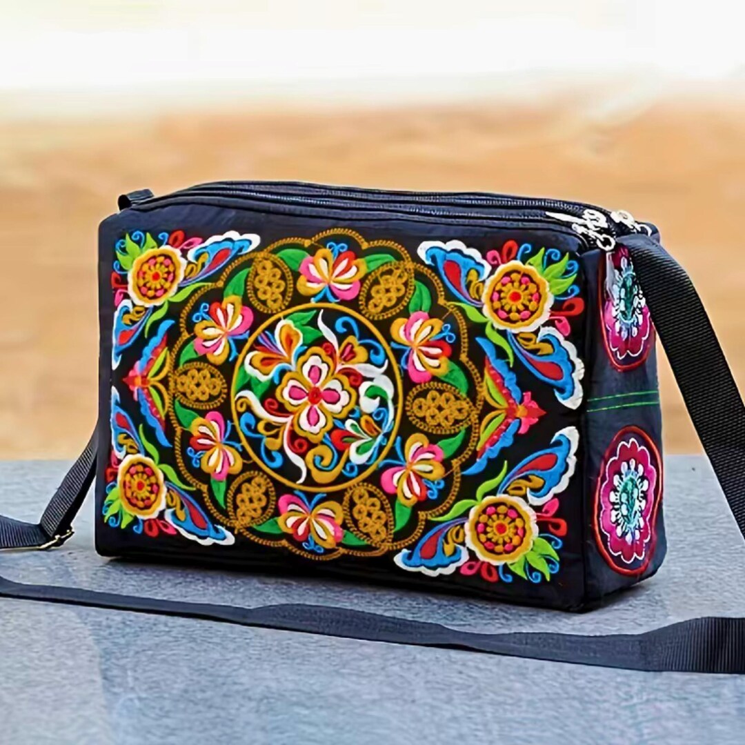 Boho Embroidered Shoulder Bag – Unique Handmade-inspired Crossbody ...