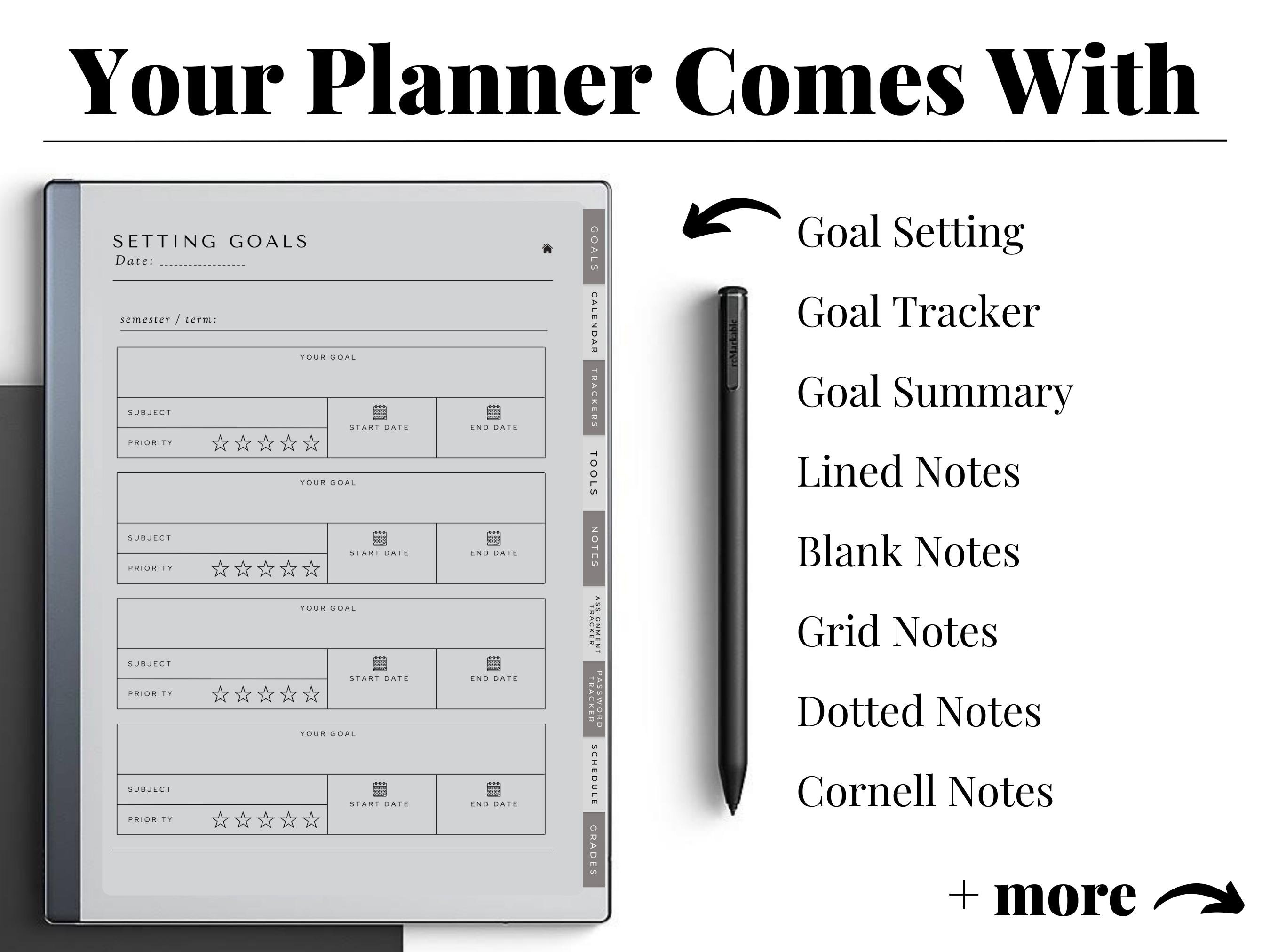 Student Planner Remarkable 2 Template| Interactive Pdf| Remarkable 2 ...