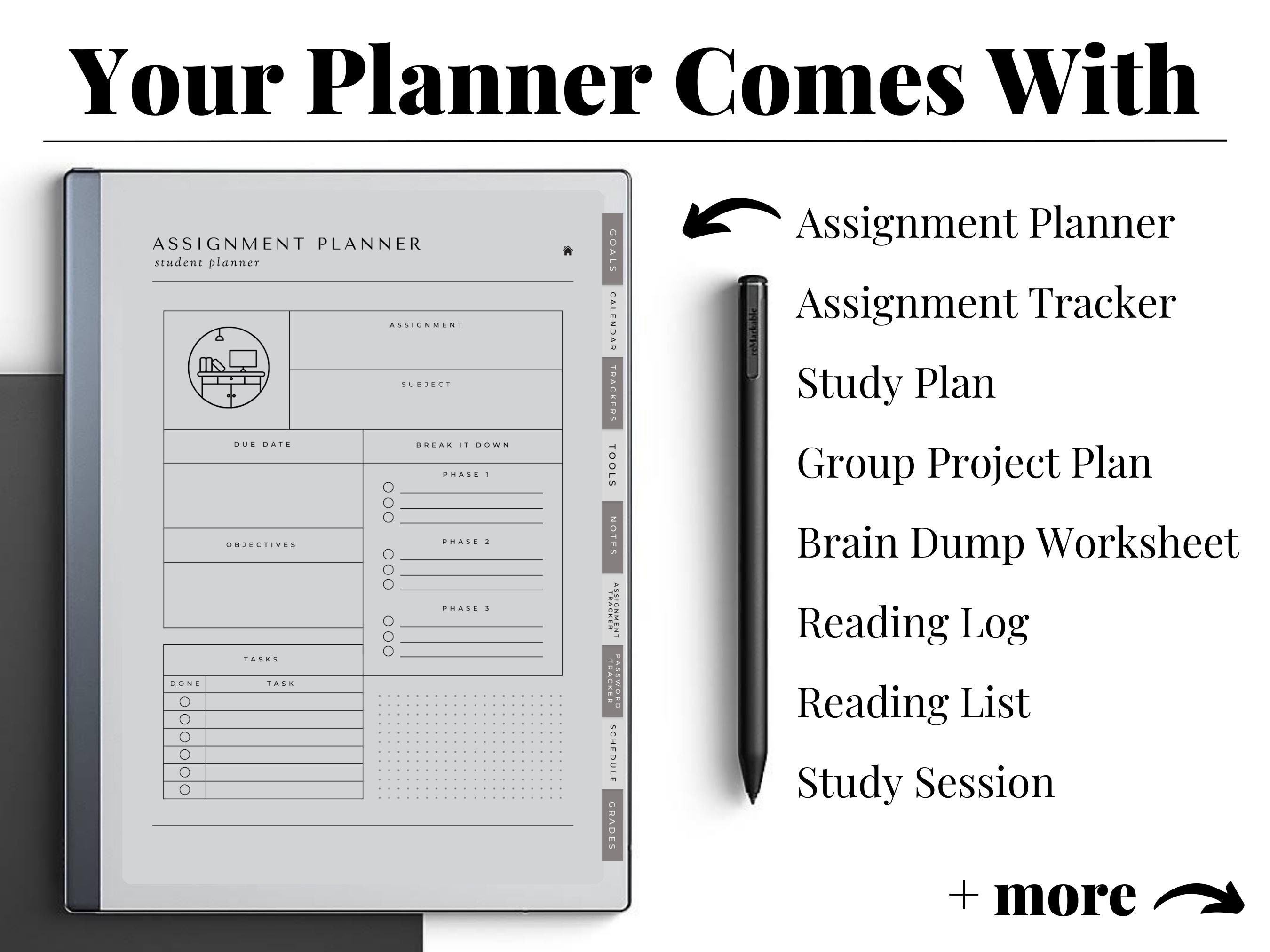 Student Planner Remarkable 2 Template| Interactive Pdf| Remarkable 2 ...