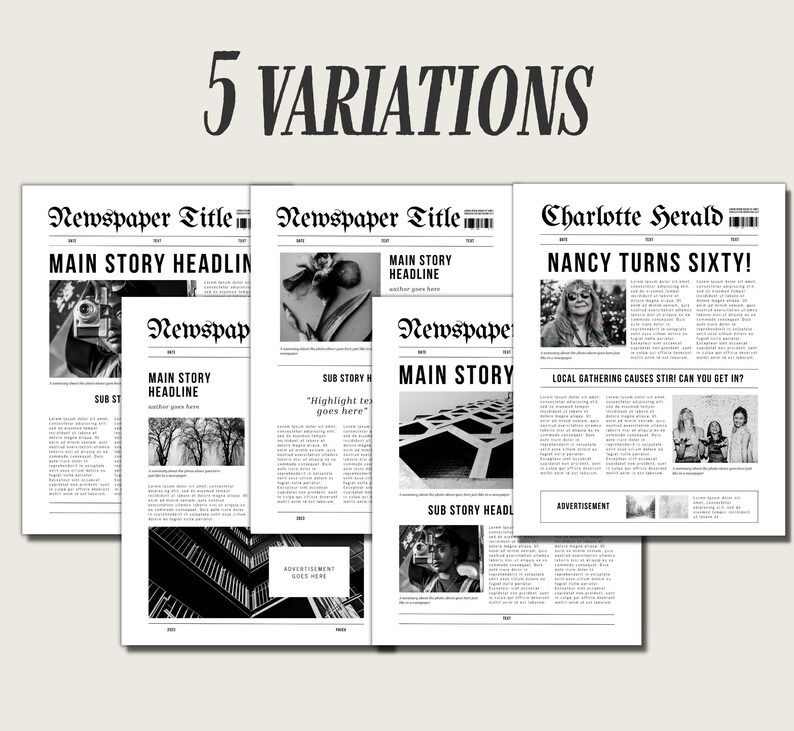 Instant Download Newspaper Template Newspaper Birthday Printable ...