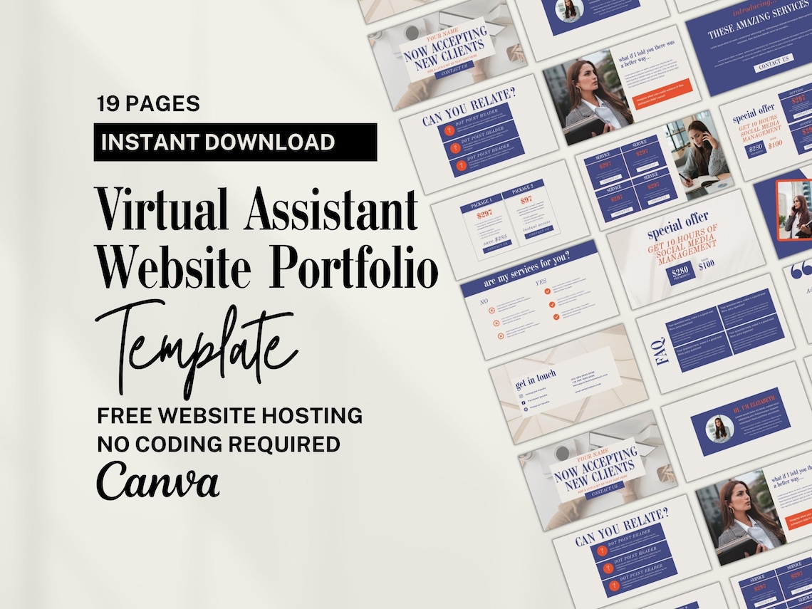 Virtual Assistant Portfolio Template Online Business Manager - Etsy