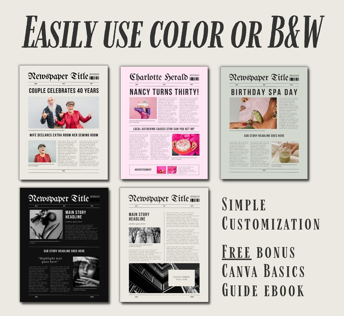 Instant Download Newspaper Template Newspaper Birthday Printable ...