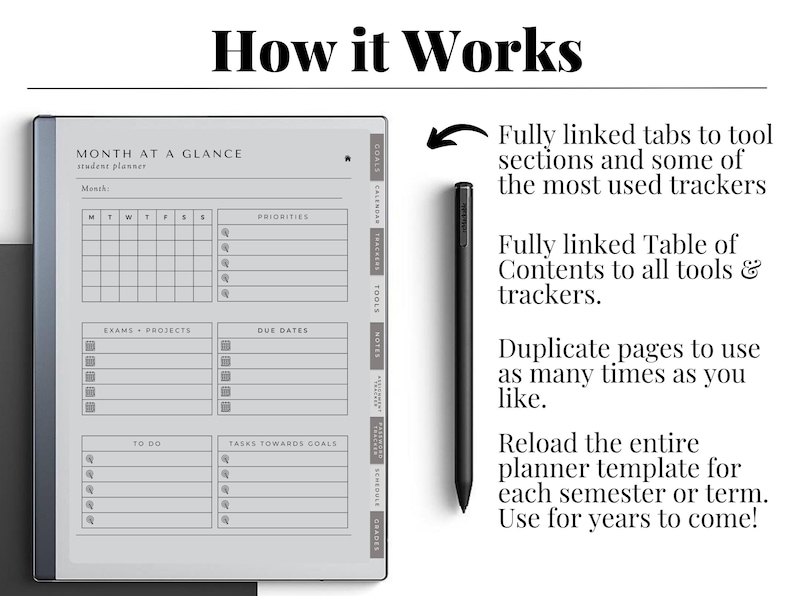 Student Planner Remarkable 2 Template| Interactive Pdf| Remarkable 2 ...