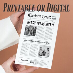 Instant Download Newspaper Template Newspaper Birthday Printable ...