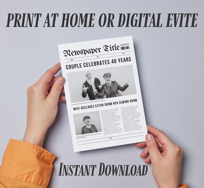 Instant Download Newspaper Template Newspaper Anniversary - Etsy