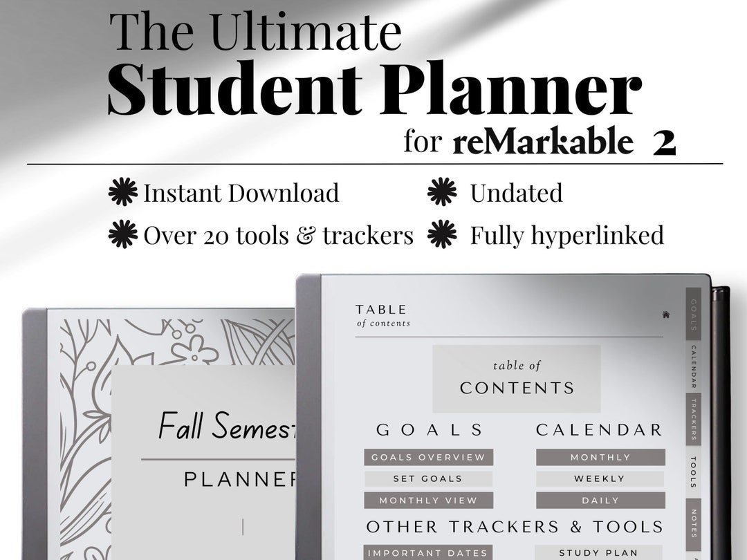 Student Planner Remarkable 2 Template| Interactive Pdf| Remarkable 2 ...