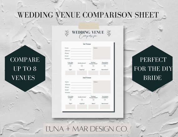 Printable Wedding Venue Comparison Wedding Planner Printable | Etsy