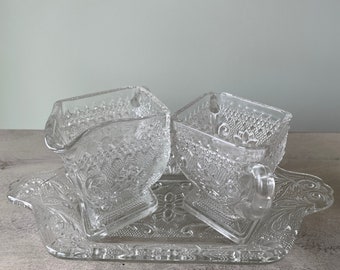 Creamer Sugar Tray Sandwich Pattern Indiana Glass Company - Etsy