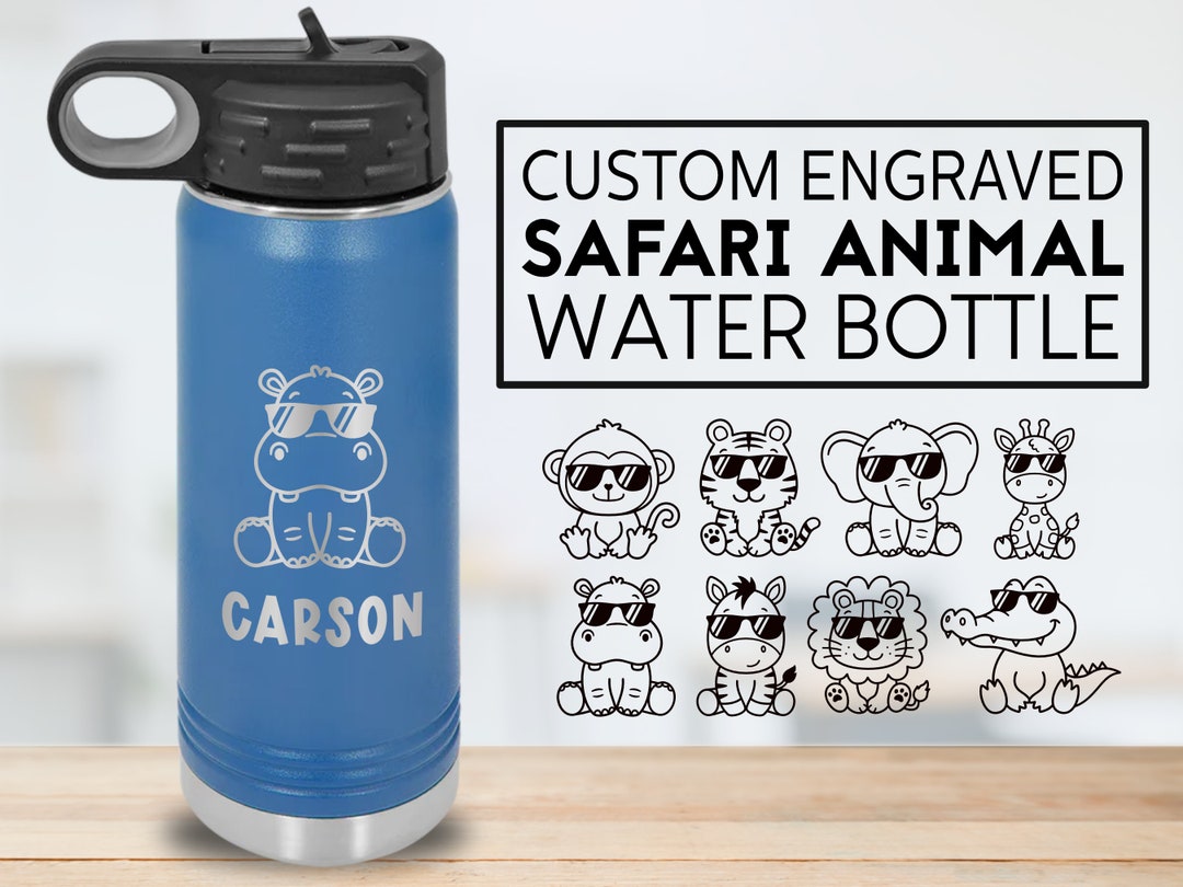 Custom Engraved Safari Animal Bottle for Kids - High Quality, Stainless ...