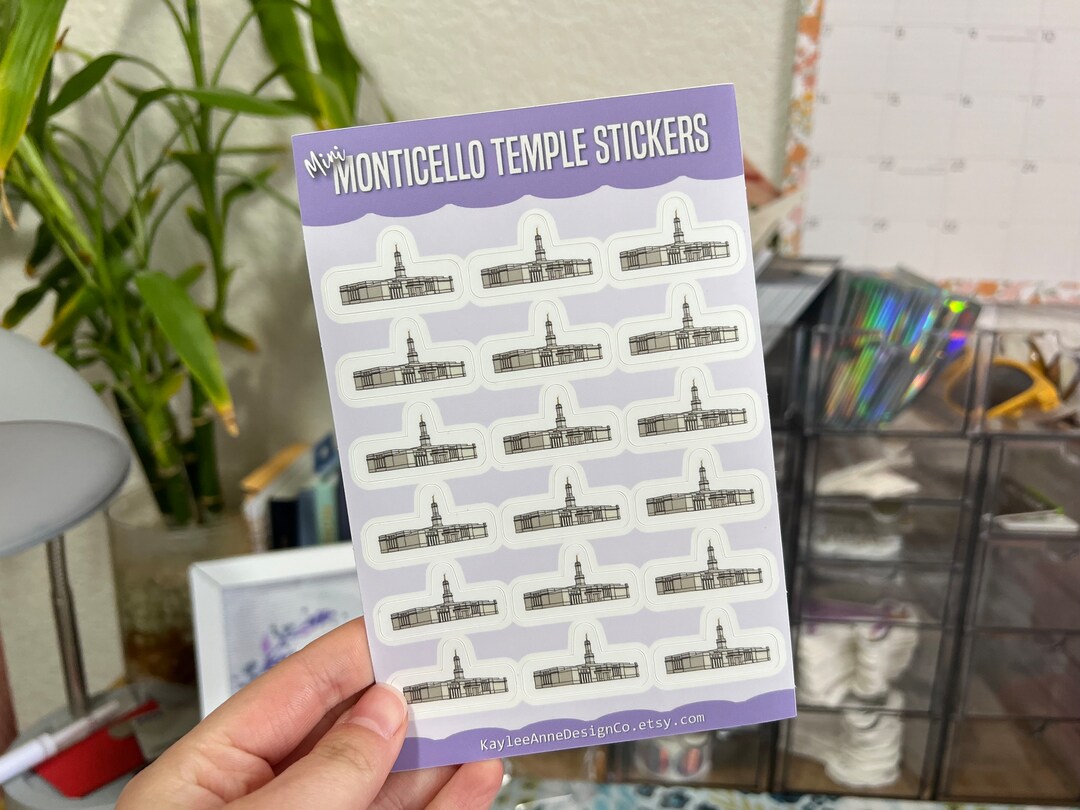 Mini Monticello Temple Stickers - 4”x6” Sheet - Waterproof (small LDS ...