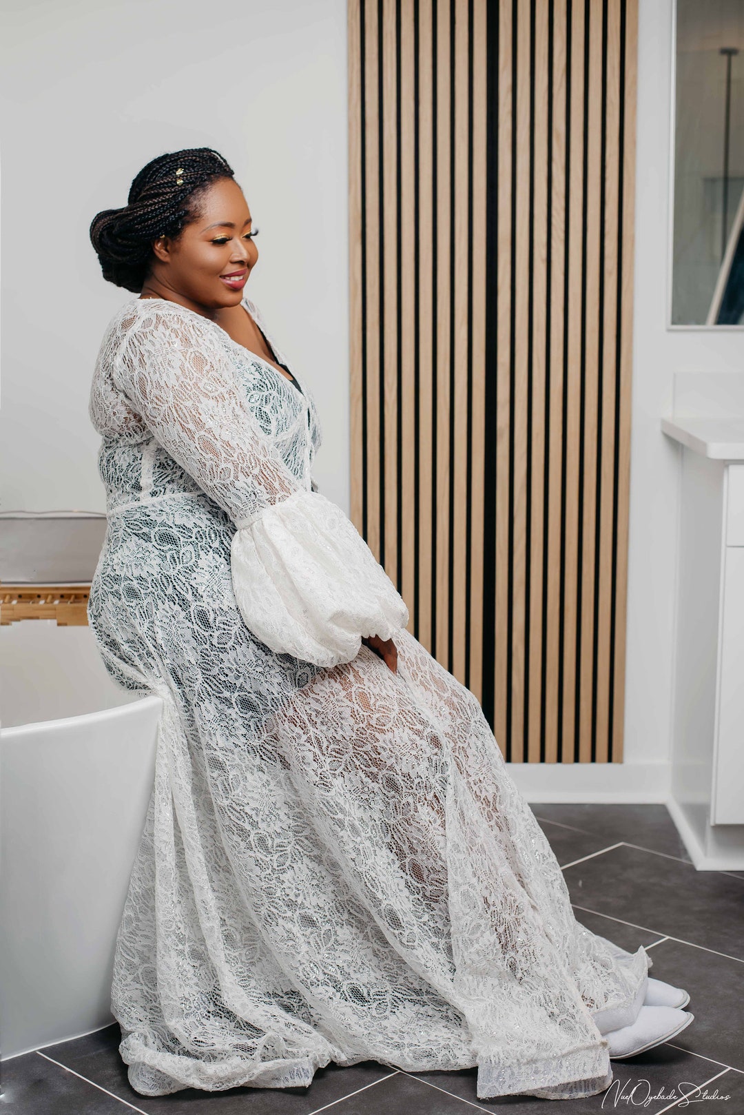 Lace Bridal Robeintimate Robes for Brides Wedding Boudoir Robe long ...