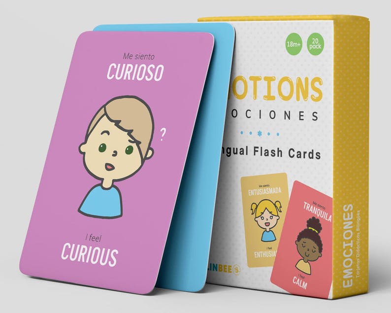 Bilingual Emotions Flashcards: Spanish English Learning (18+ Months) - Etsy